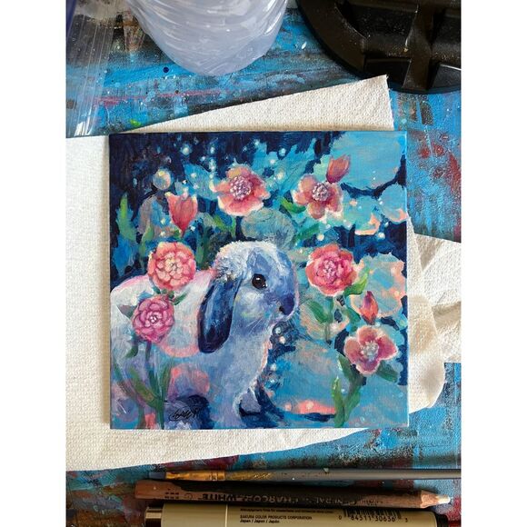 ART | Art | Bunny Rabbit Garden Original Painting Animal Art Realism ...